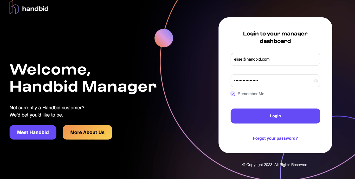 Login to Your Organization Account on Handbid