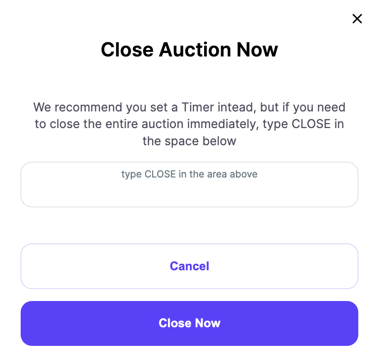 How to Close an Auction, an Item or a Category