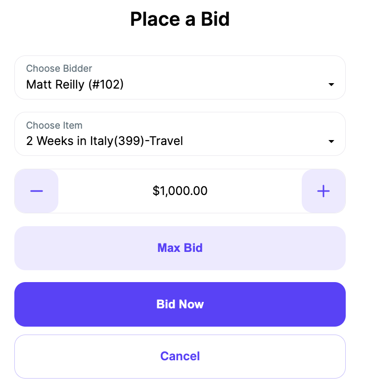 How to Place a Bid for a Guest on the Desktop