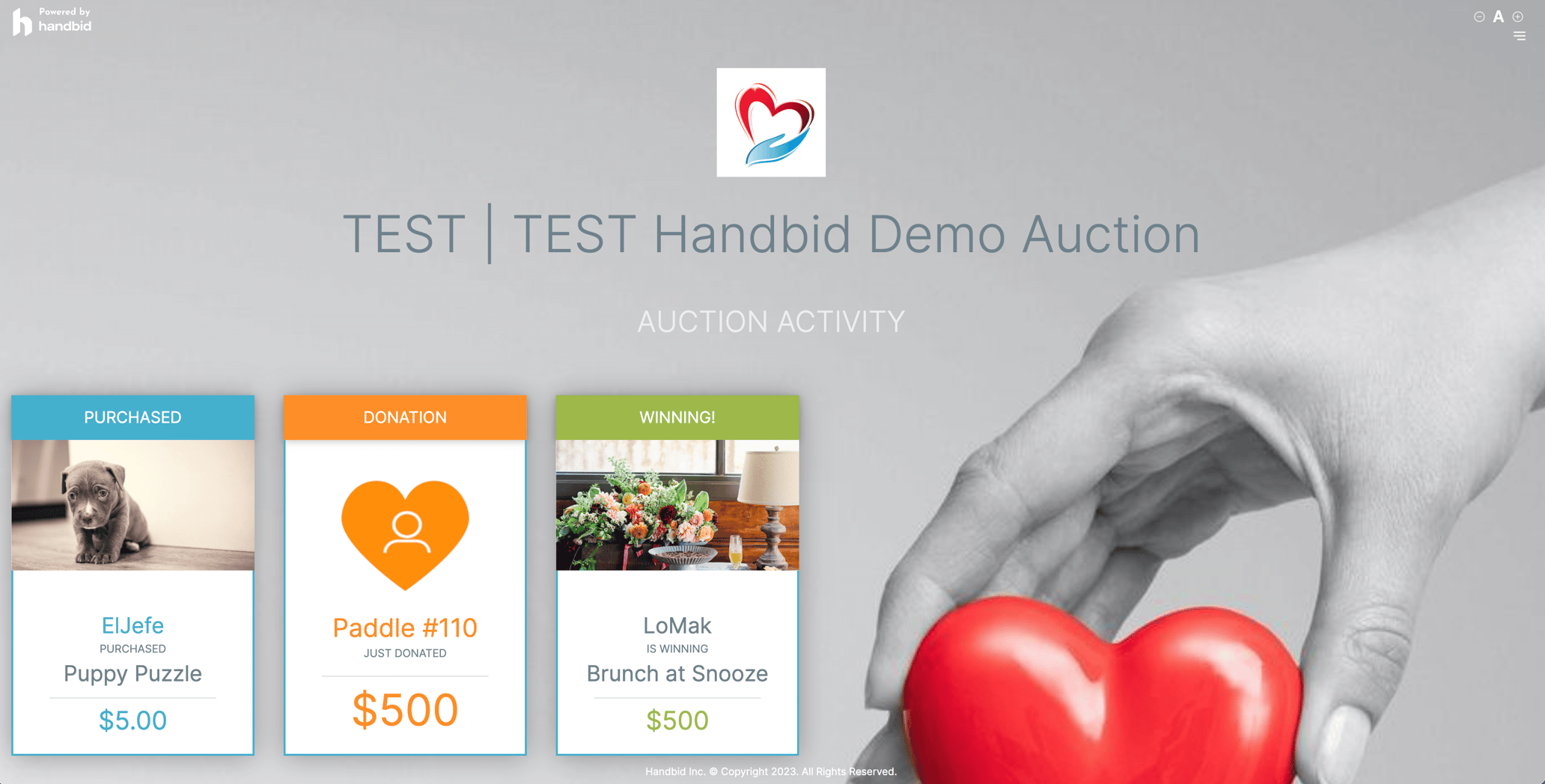 Handbid TV: Real-Time Leaderboard and Thermometers