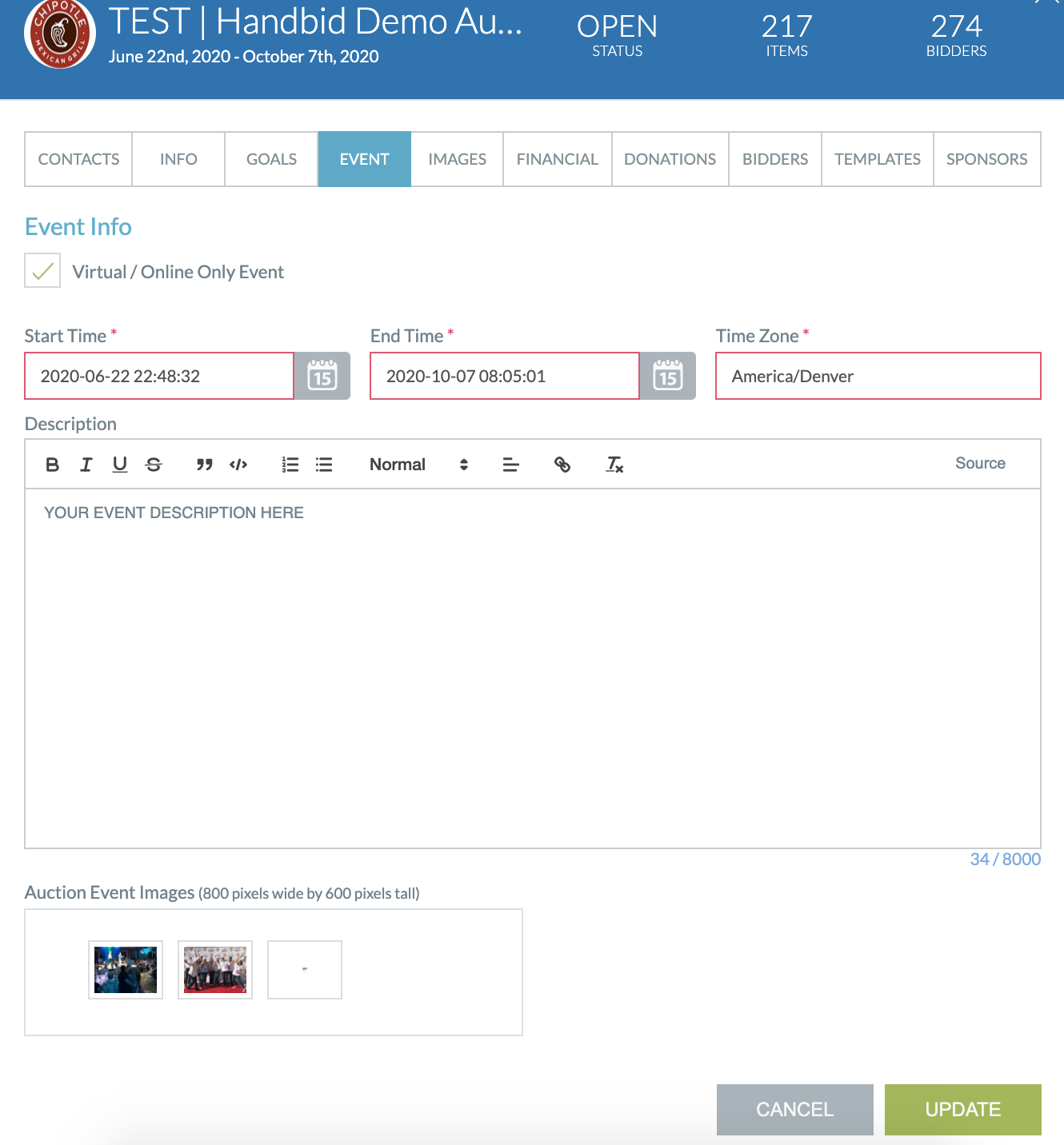 How to Create an Auction & Update Auction Settings