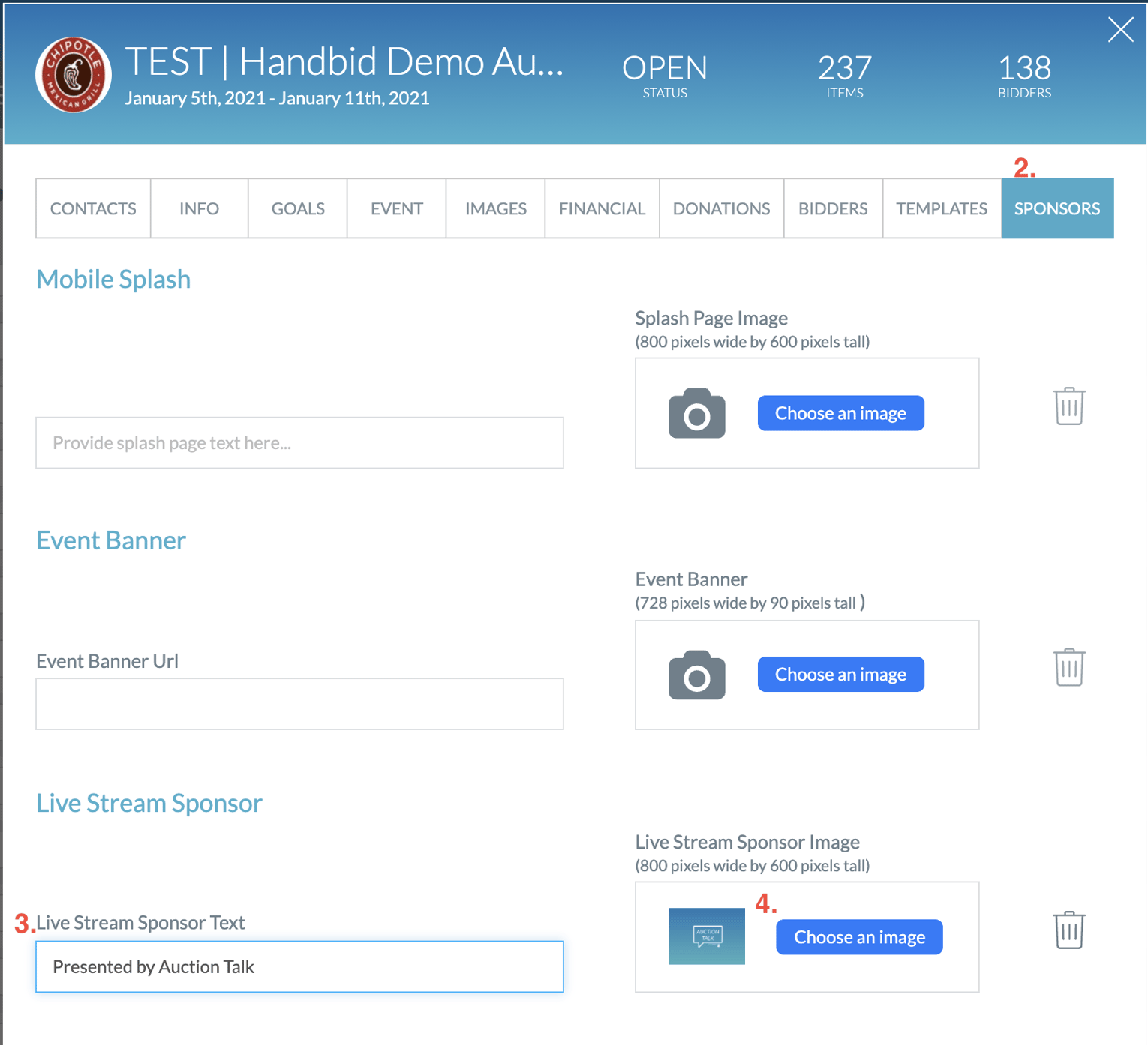 Adding a live stream sponsor image and text