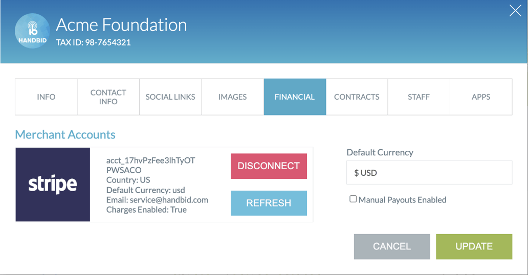 Connect Your Handbid Account to Stripe
