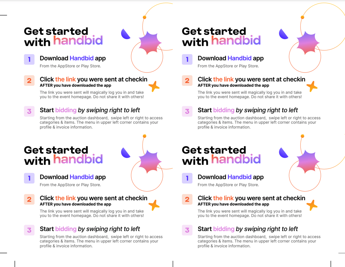 Handbid Bidder Instructions (Handouts)