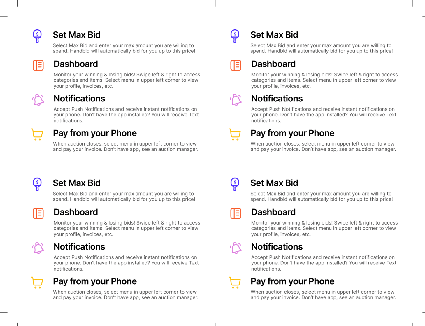 Handbid Bidder Instructions (Handouts)