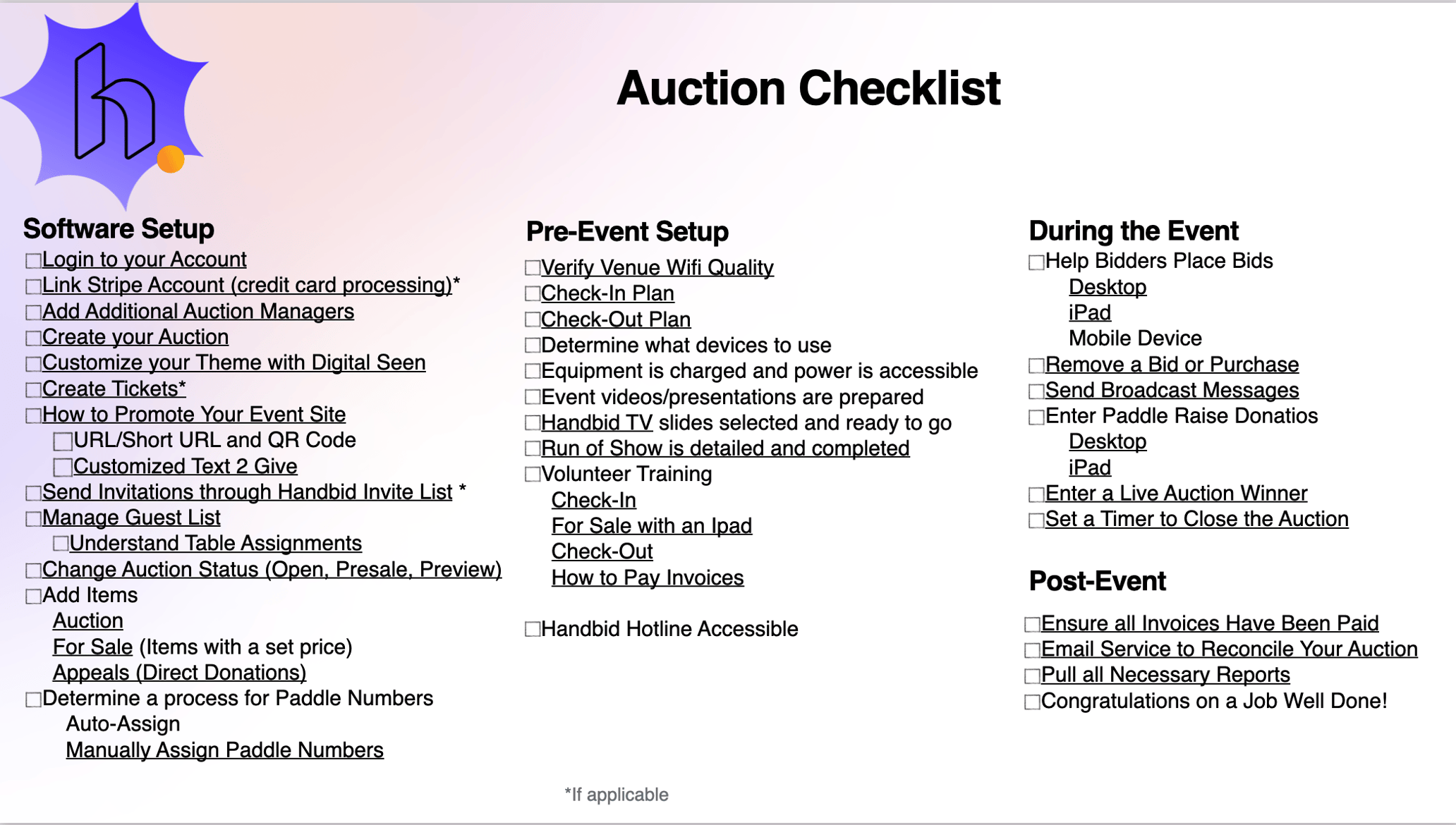 Auction Checklist