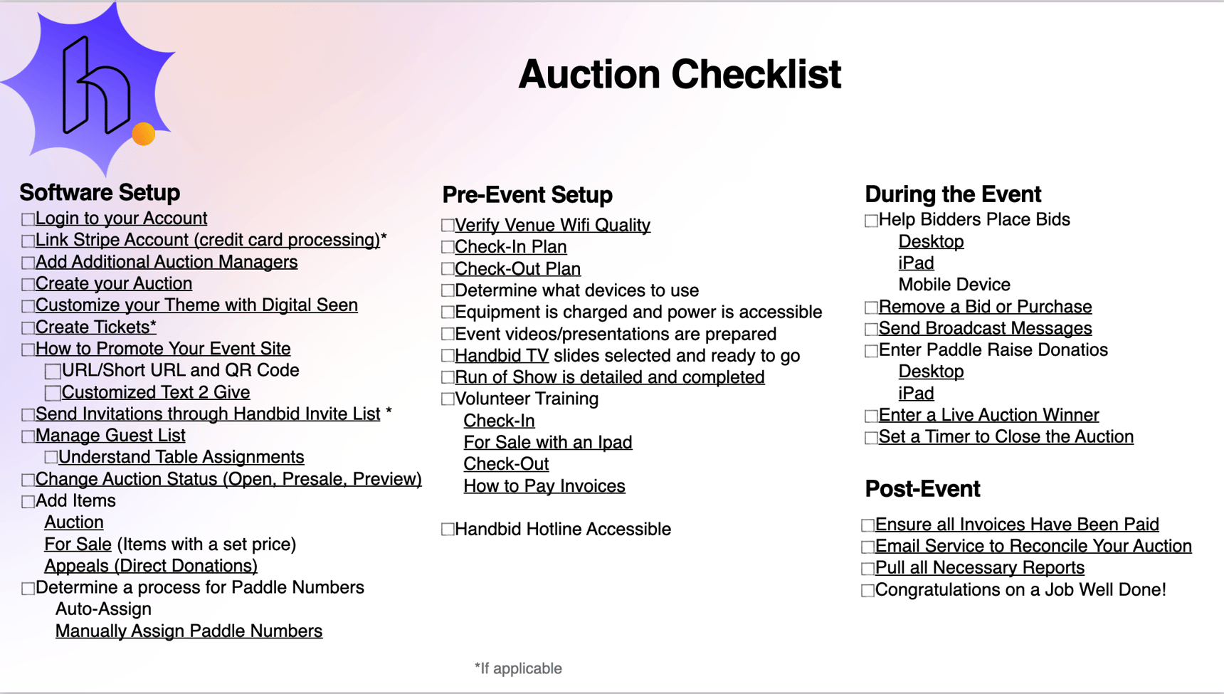 Auction Checklist